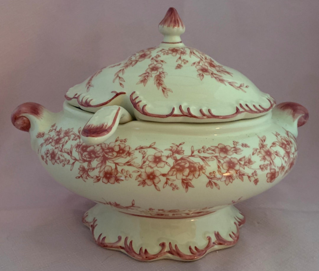 Victorian Floral Tureen, 3-piece Footed Soup Server - Etsy