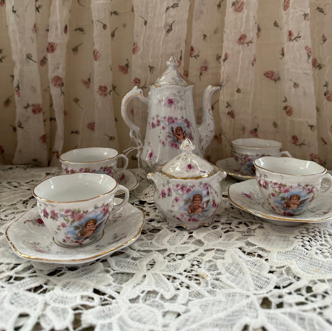 Rare Antique Angel Child Teapot Set - Etsy