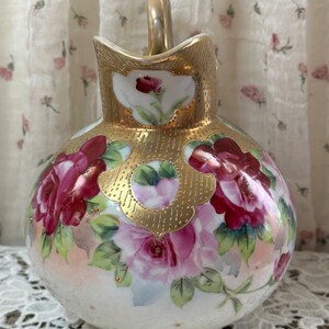 Antique Gorgeous Nippon Hand Painted Rose Pitcher/vase - Etsy