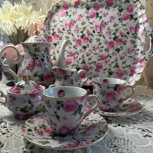 Vintage Victoria Garden Rose Tea Set - Etsy