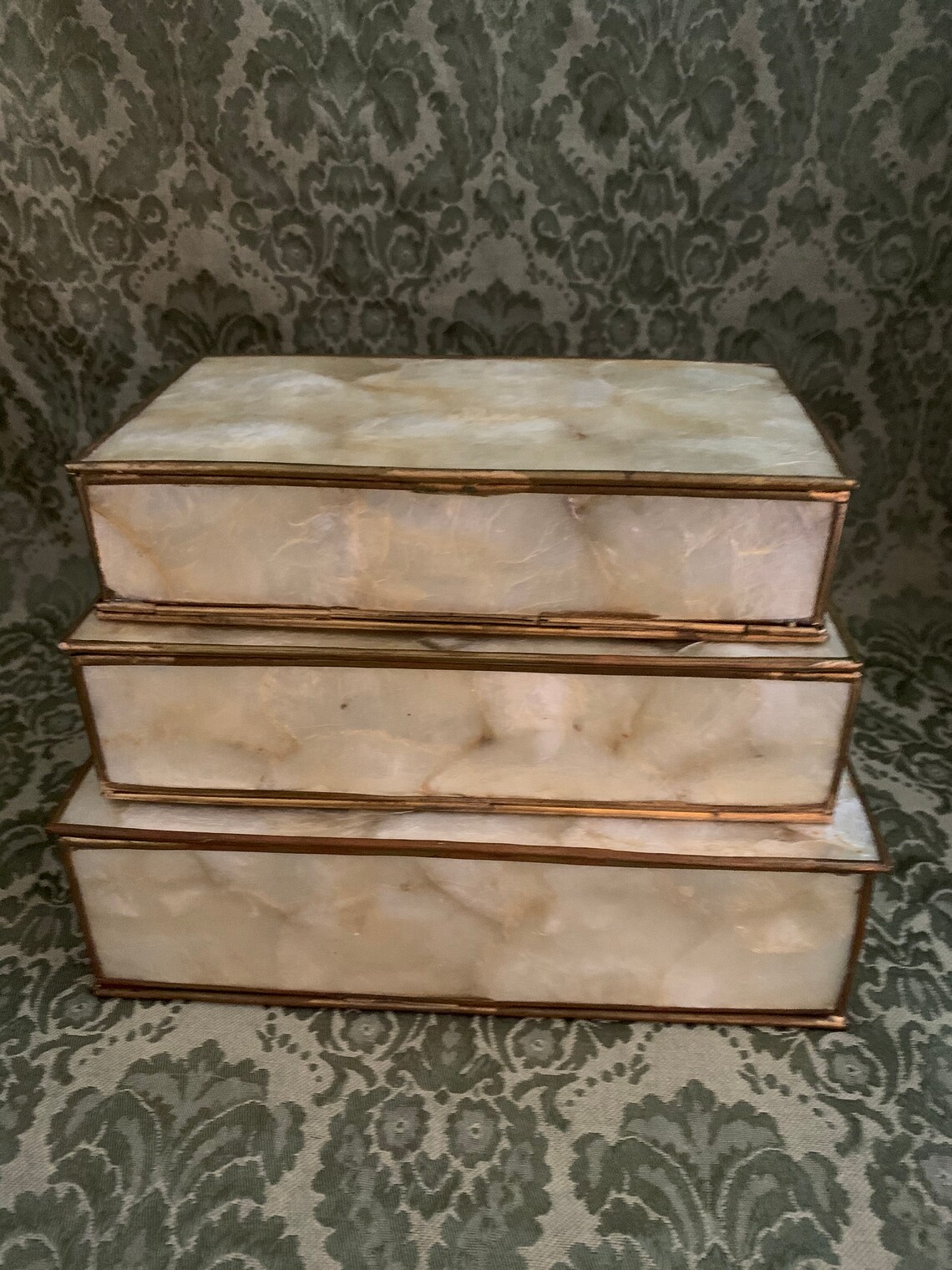 Vintage Capiz Shells Stacked Boxes - Etsy