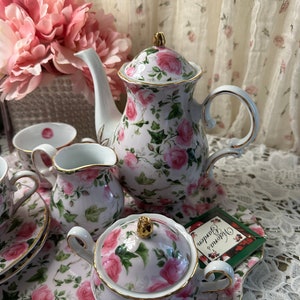 Vintage Victoria Garden Rose Tea Set - Etsy