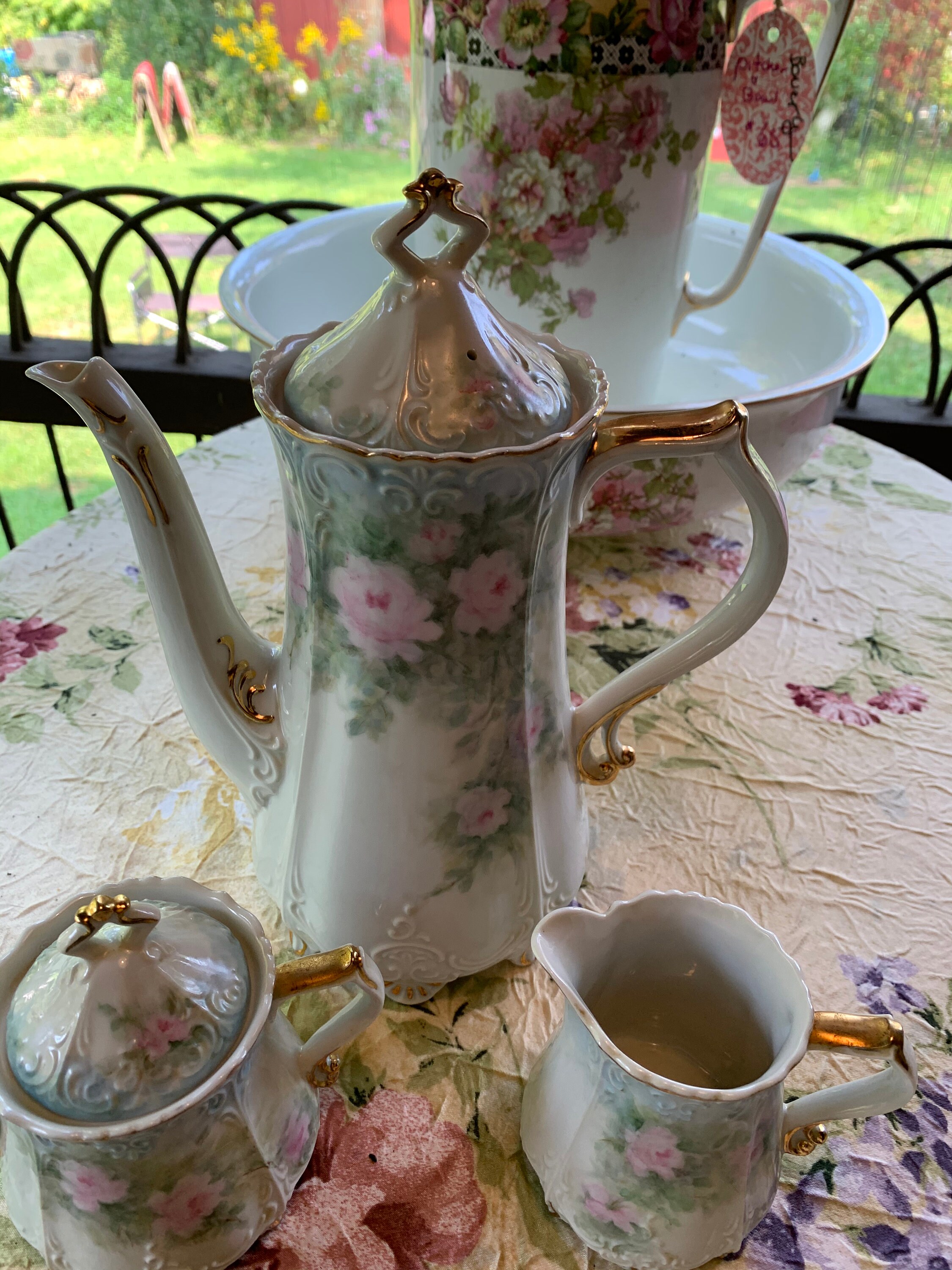 Vintage Hand painted Coffee Pot Set | Etsy