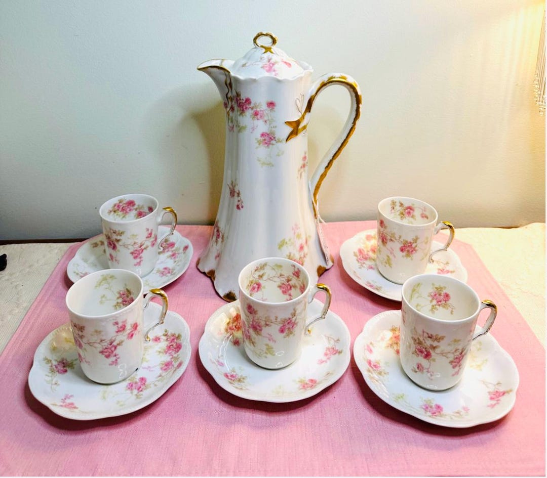 Antique Limoges Chocolate Pot Set - Etsy