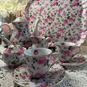 Vintage Victoria Garden Rose Tea Set - Etsy