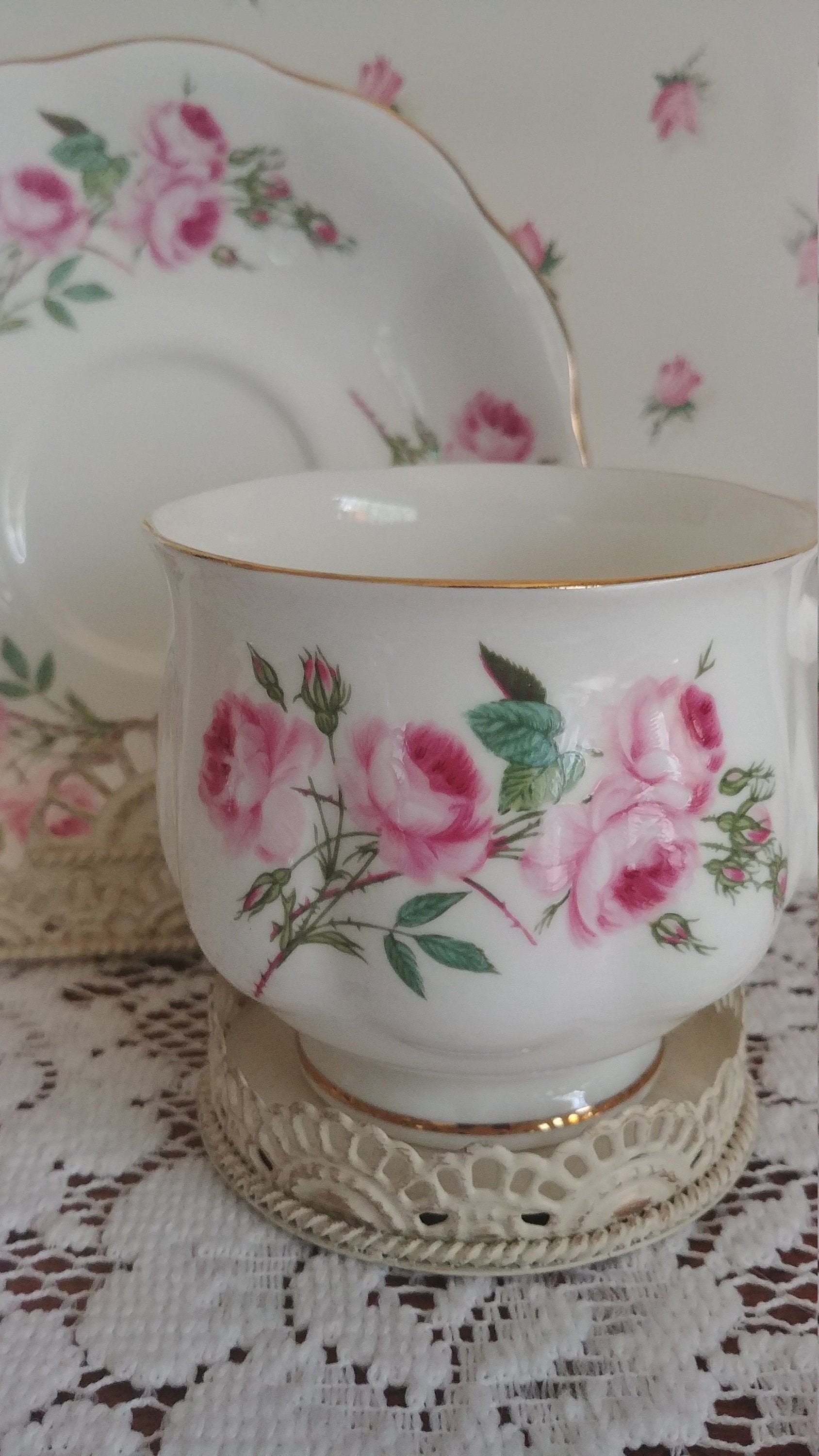 Royal Albert Pink Rose Teacup Set - Etsy