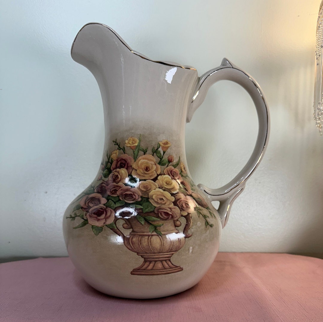 Vintage Rose Pitcher - Etsy