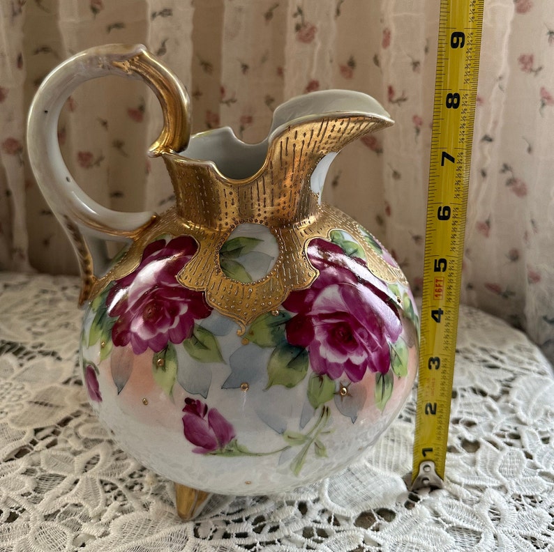 Antique Gorgeous Nippon Hand Painted Rose Pitcher/vase - Etsy