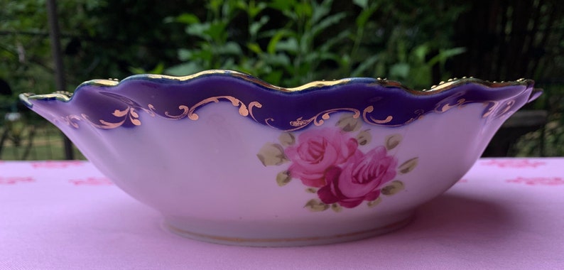 Antique Gorgeous Nippon Cobalt Roses Bowl - Etsy
