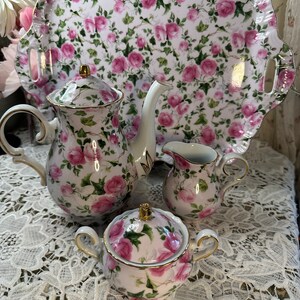 Vintage Victoria Garden Rose Tea Set - Etsy