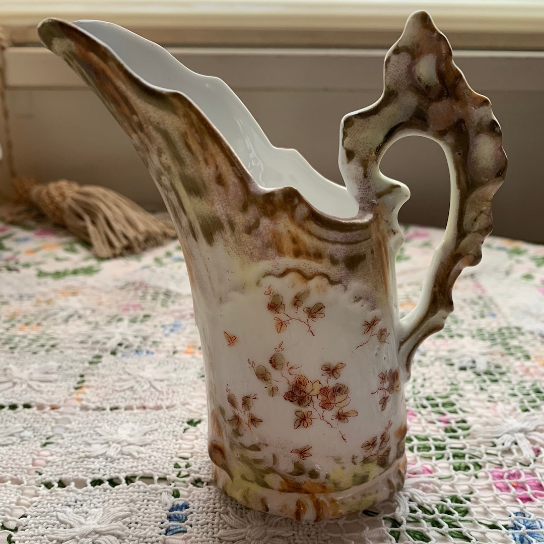 Antique RS Prussia Floral Long Spout Pitcher - Etsy
