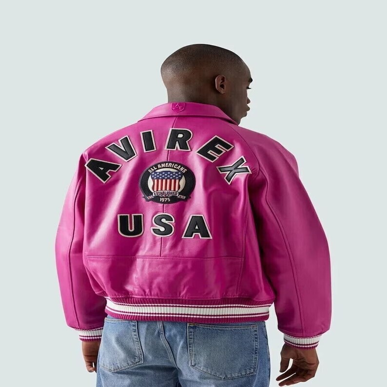 AVIREX USA Edition Icon Jacket Berry Pink Color, Military Bomber Jacket ...