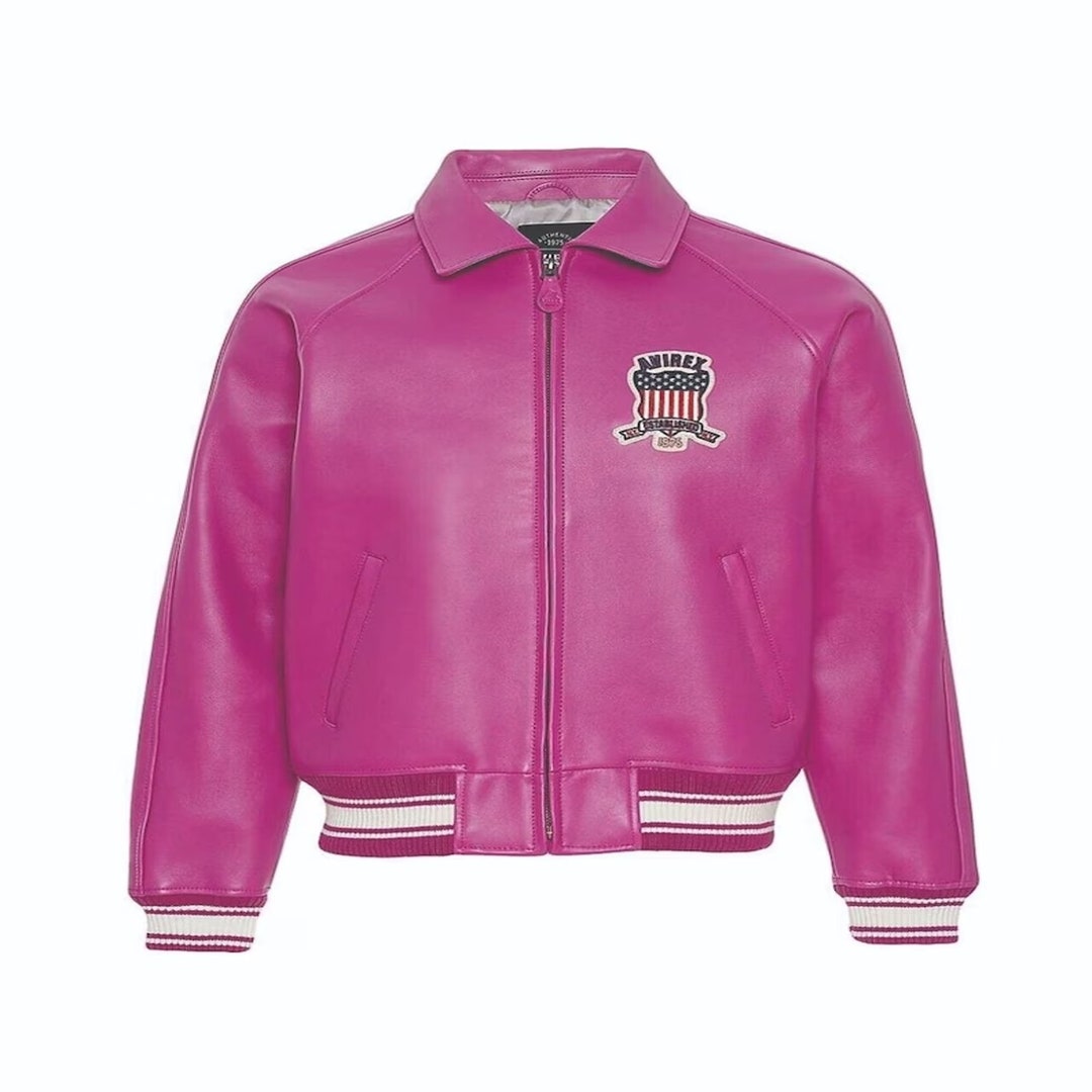 AVIREX USA Edition Icon Jacket Berry Pink Color, Military Bomber Jacket ...