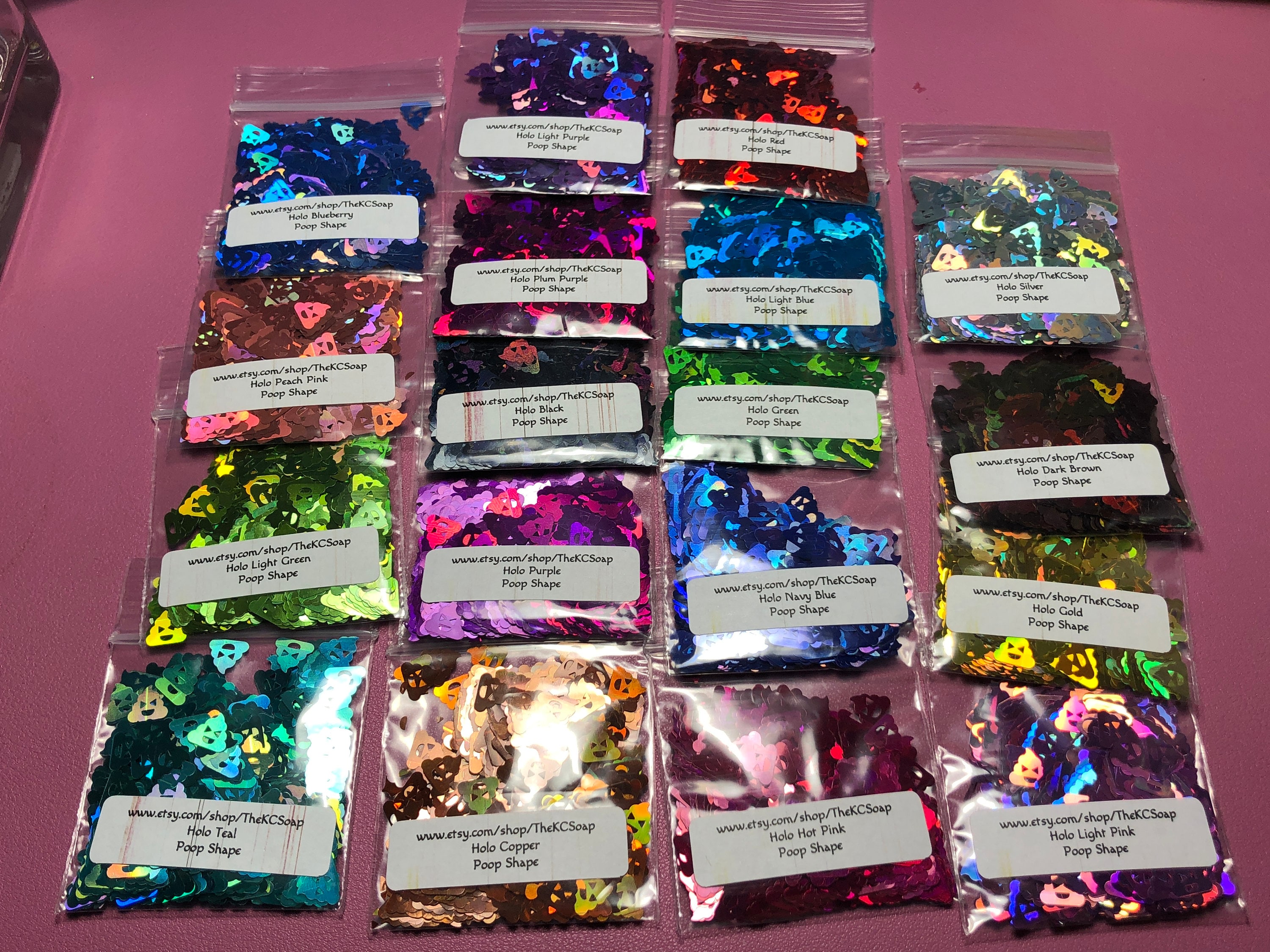 Solvent Resistant Holo Poop Shape Glitter U Choose Color Nail Art Face ...