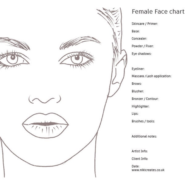 Blank Face Chart Template - Etsy