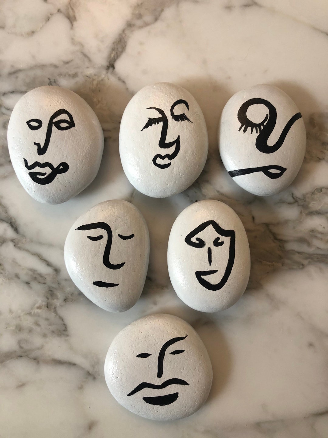 Hand Painted Pebble Faces Keepsake - Etsy UK