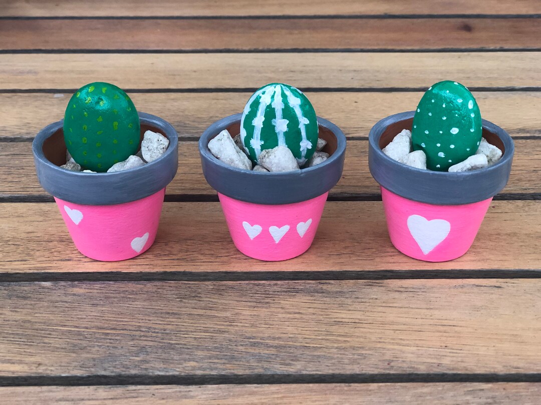 X3 Hand Painted Clay Micro Flower Pots. Ideal Gift/home Decor/wedding ...