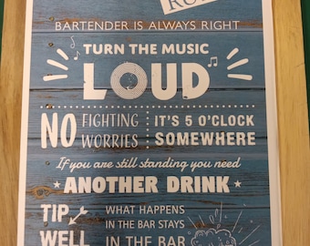 Bar Rules Sign | Etsy