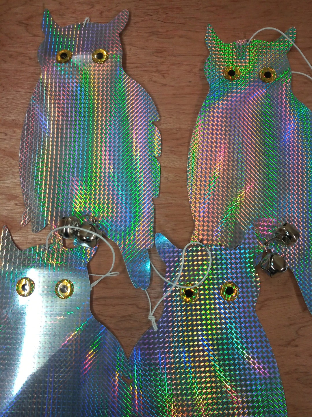 4 OWLS Reflective Diamond Pattern With Bell Chimes Large Size - Etsy