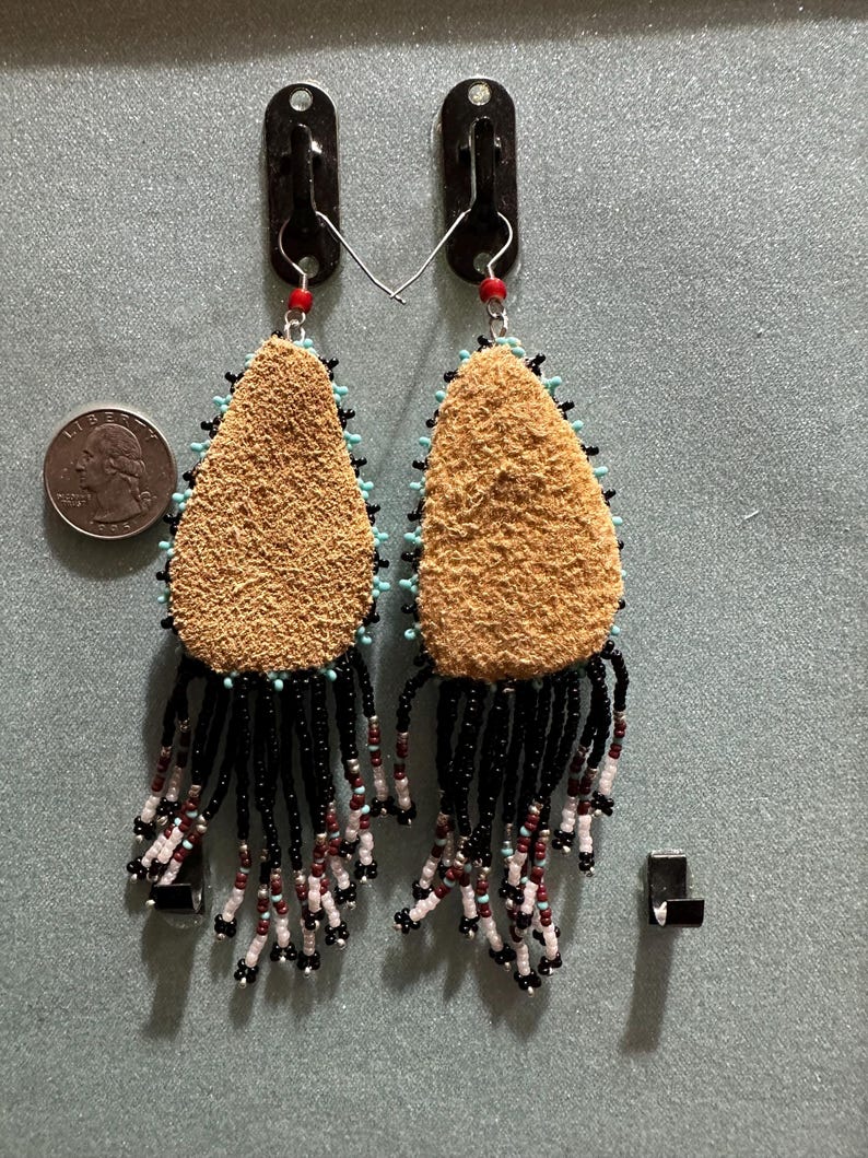Beaded Earrings on Smoked Moose Hide. - Etsy