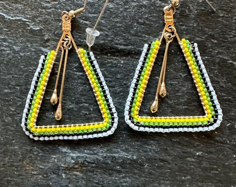 Hand Beaded Triangle Seed Bead Mountain Design Earrings - Etsy