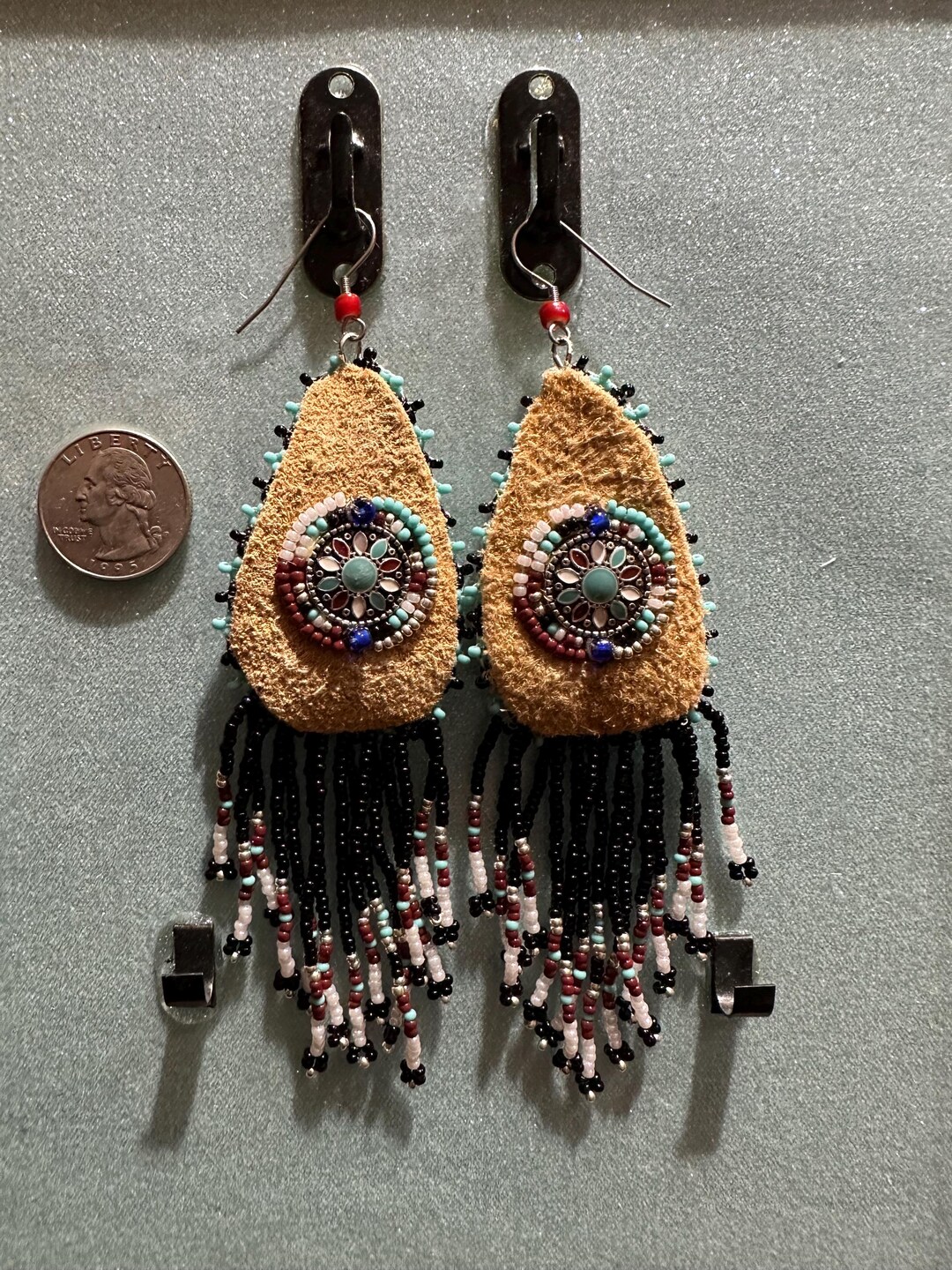 Beaded Earrings on Smoked Moose Hide. - Etsy