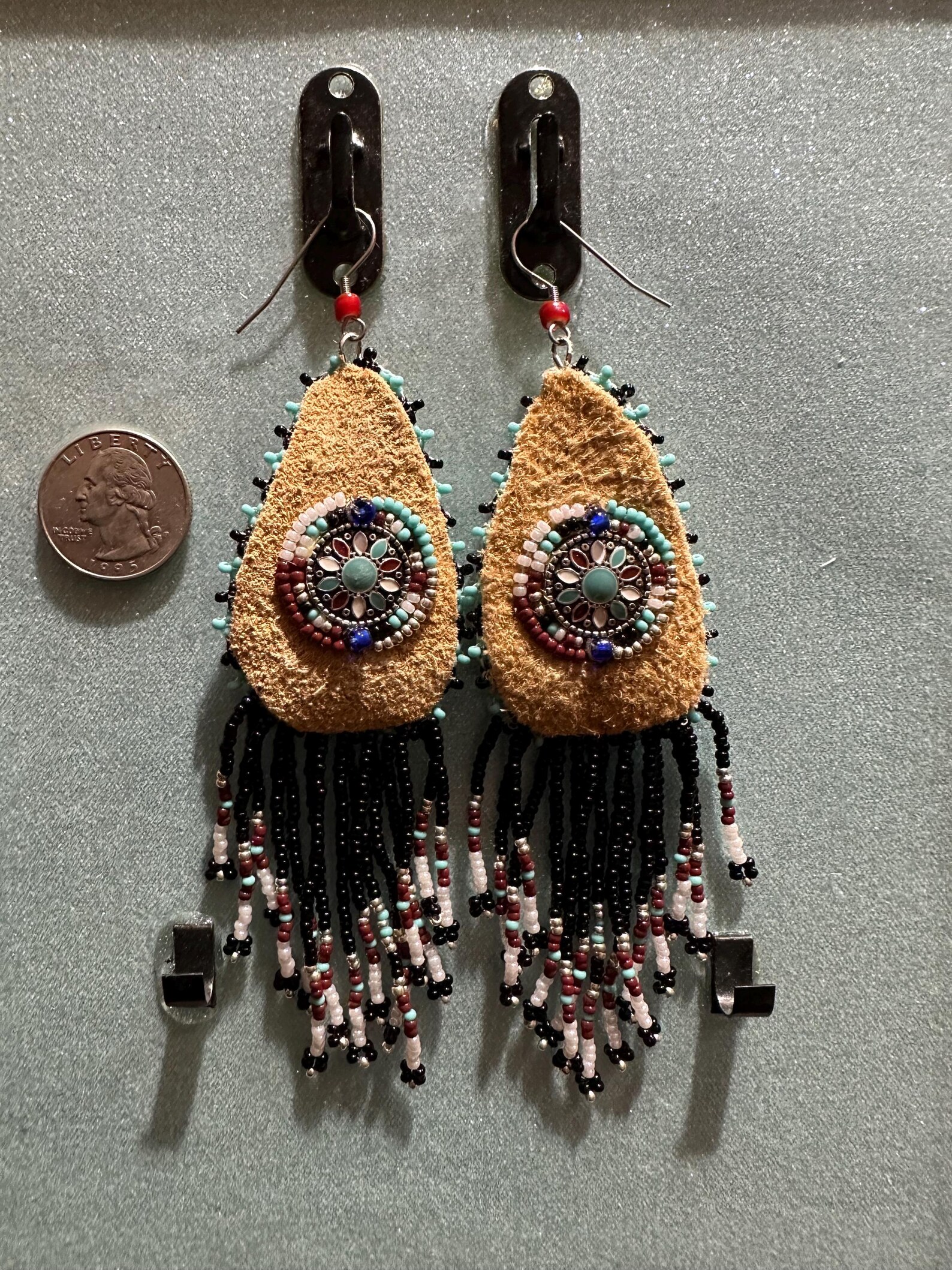 Beaded Earrings on Smoked Moose Hide. - Etsy