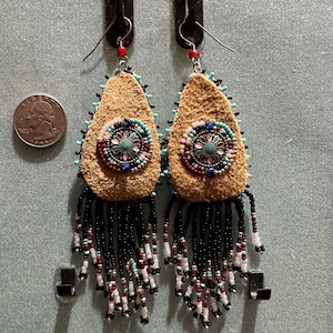 Beaded Earrings on Smoked Moose Hide. - Etsy