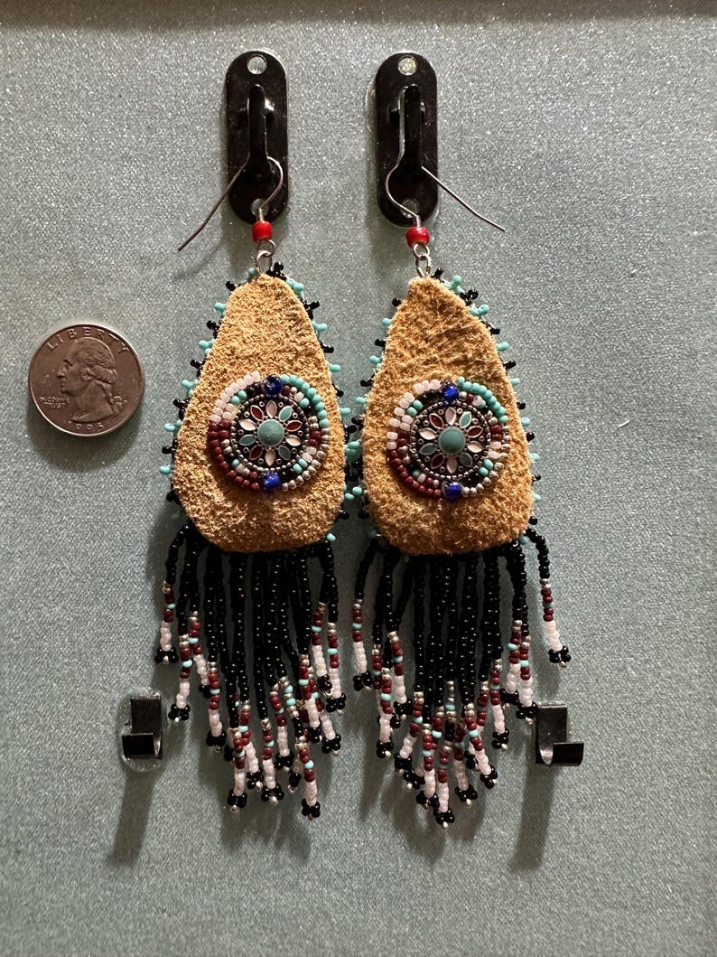 Beaded Earrings on Smoked Moose Hide. - Etsy