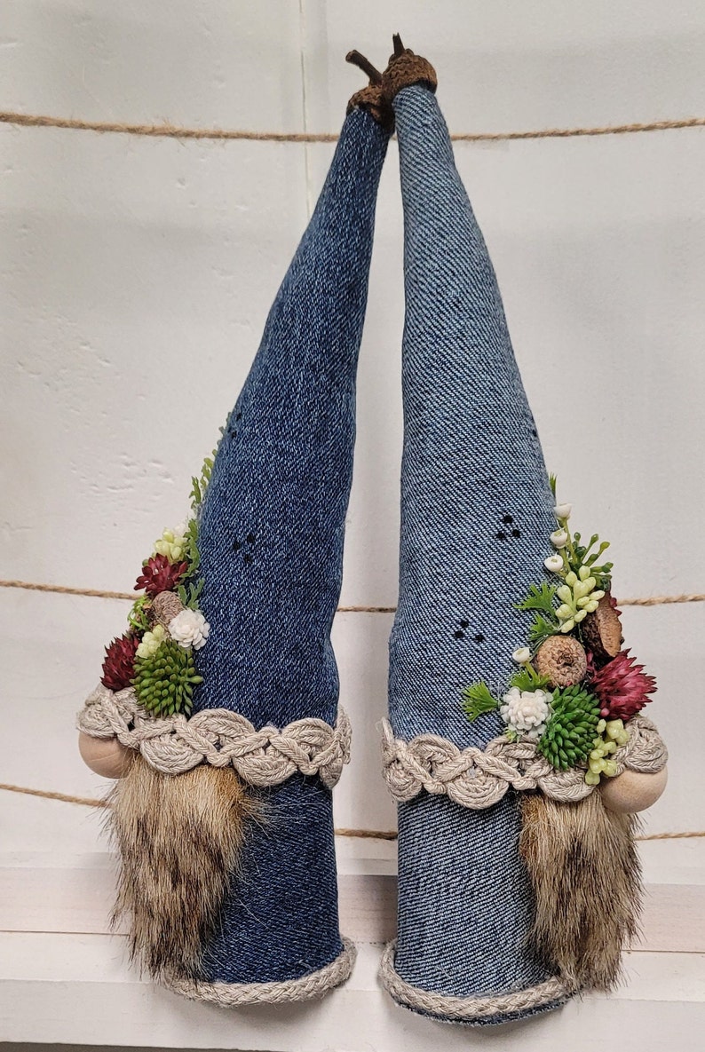 Succulent Denim Gnome - Etsy