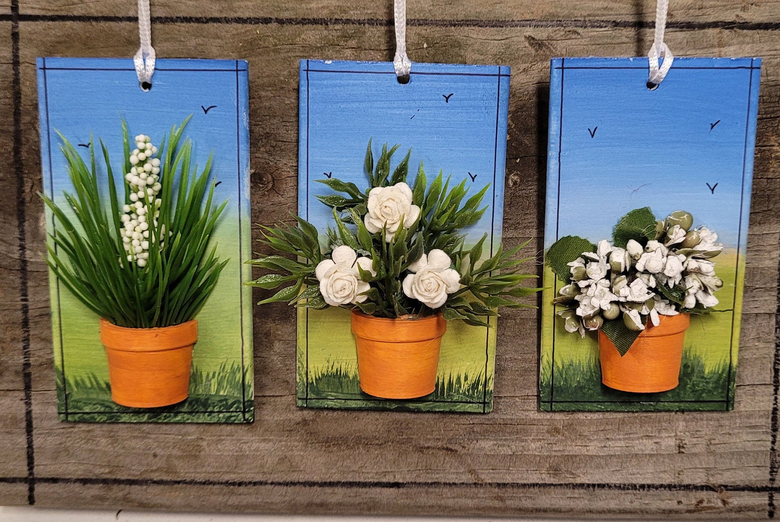 Miniature 3D Flower Arrangements on a Plaque - Etsy