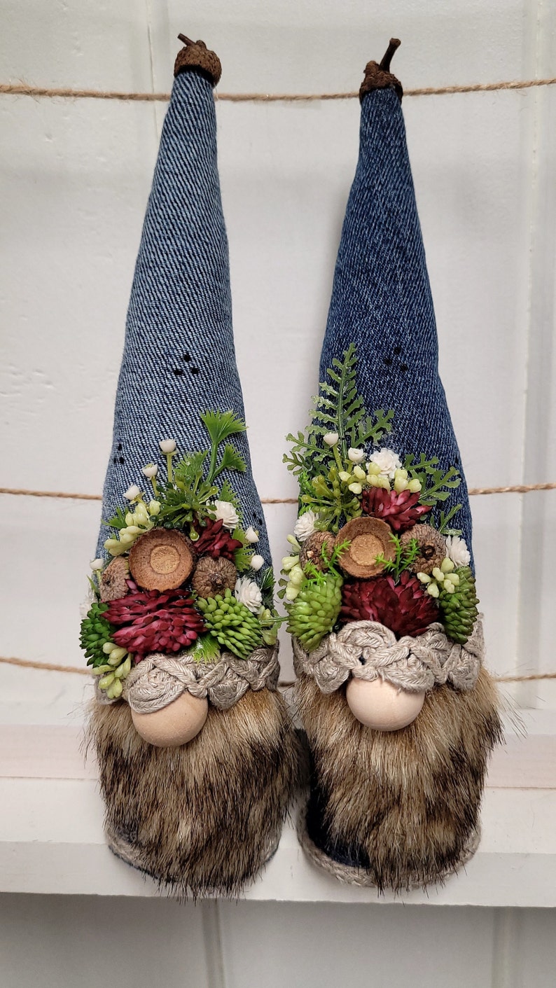 Succulent Denim Gnome - Etsy
