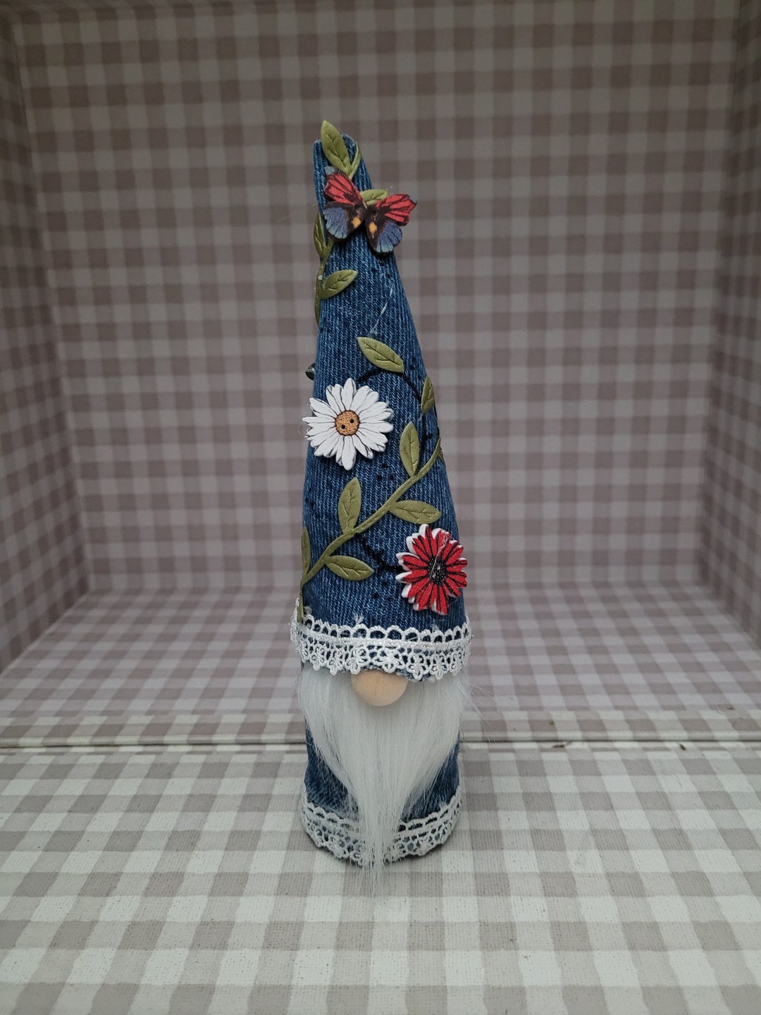 Red White and Blue Denim Gnome - Etsy