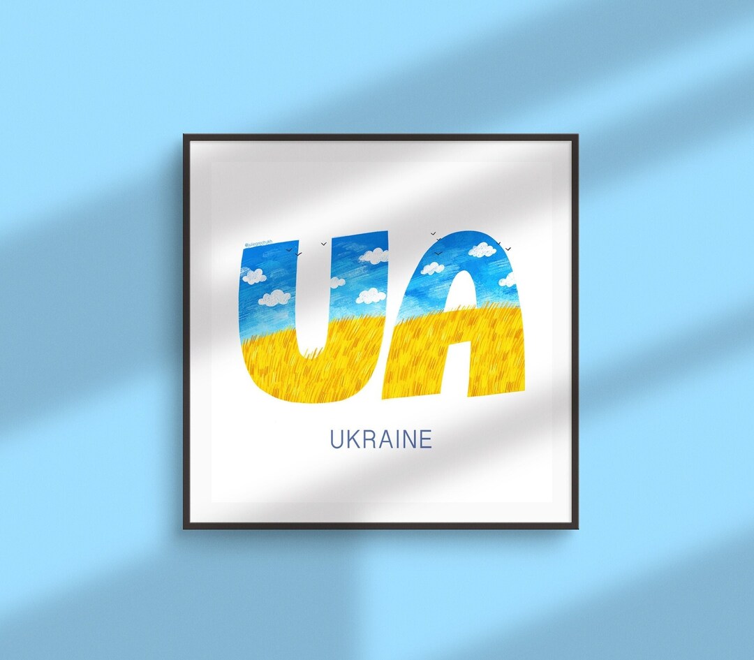 UA Ukraine Lettering Digital Card, Ukrainian Flag, Stand With Ukraine ...