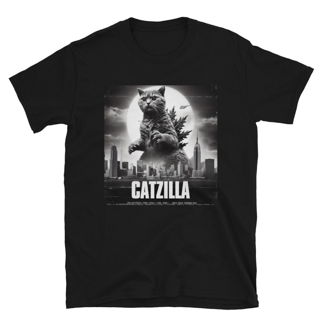 Catzilla T-shirt - Funny Cat Godzilla Graphic Tee - Epic Monster Cat ...