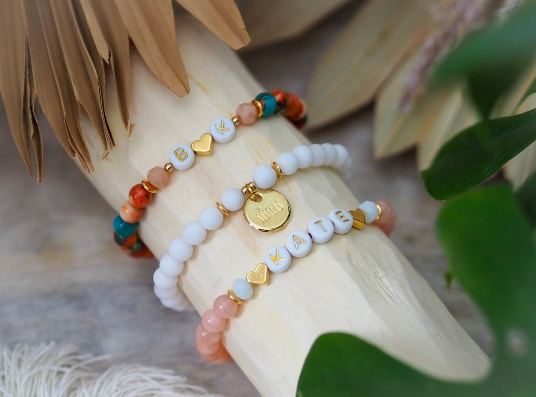 Personalizable Name Bracelet / Named Bracelet Initial Letters Pearl ...