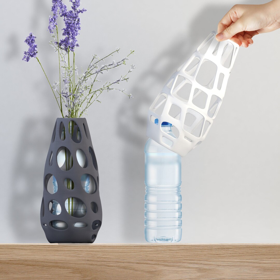 3D Printable STL | Mesh Vase Design to Convert Pet Bottles Into ...