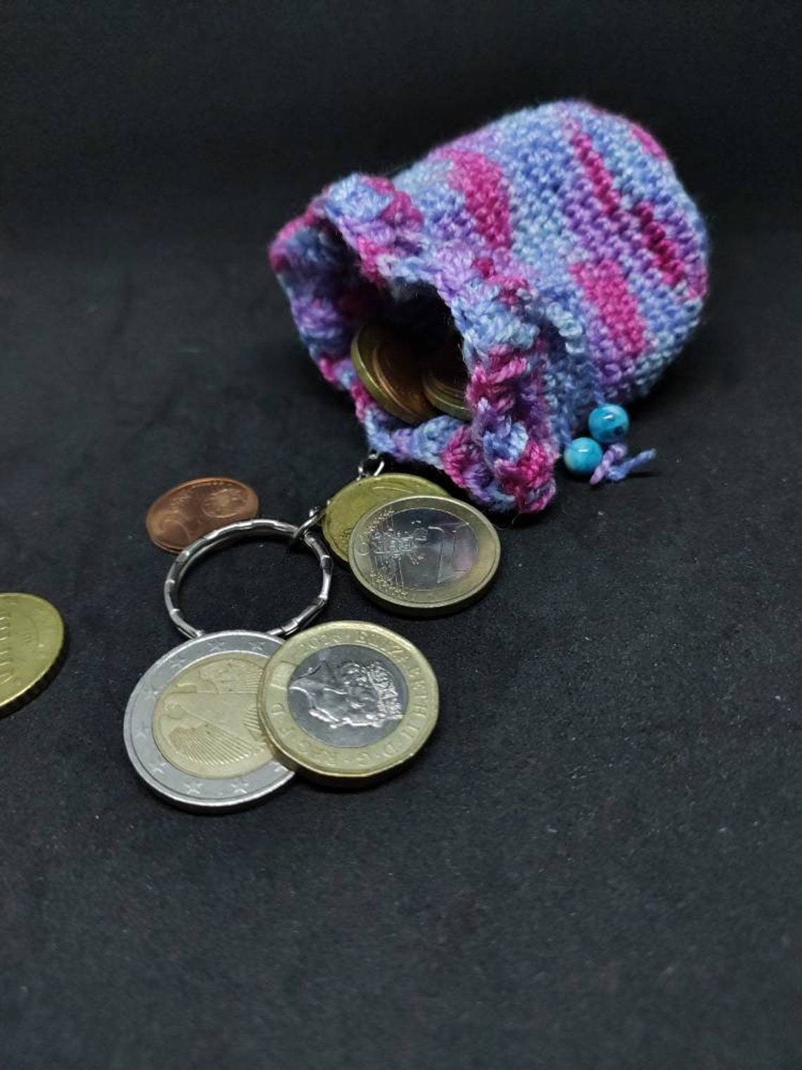 Crochet drawstring purse coin pouch change bag money purse | Etsy