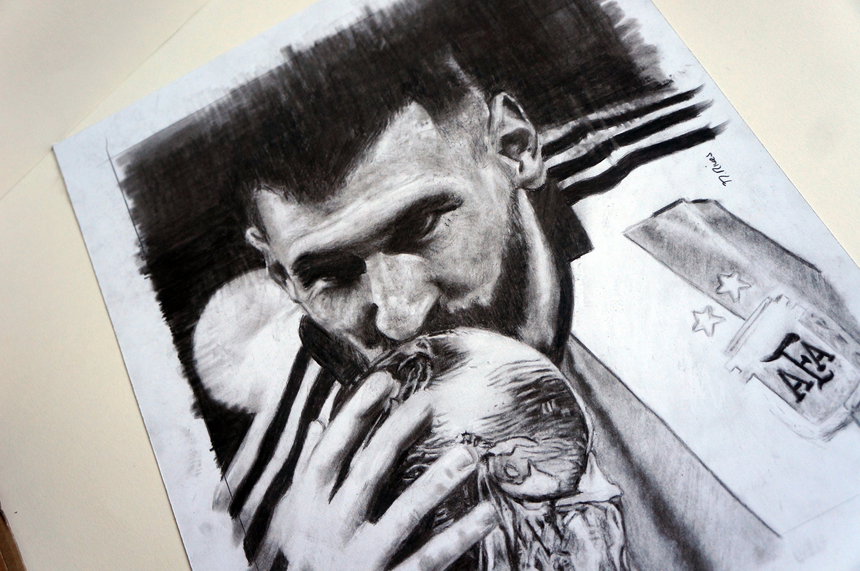 10 X 12 Inch ORIGINAL Charcoal Drawing of Messi Kissing World Cup - Etsy