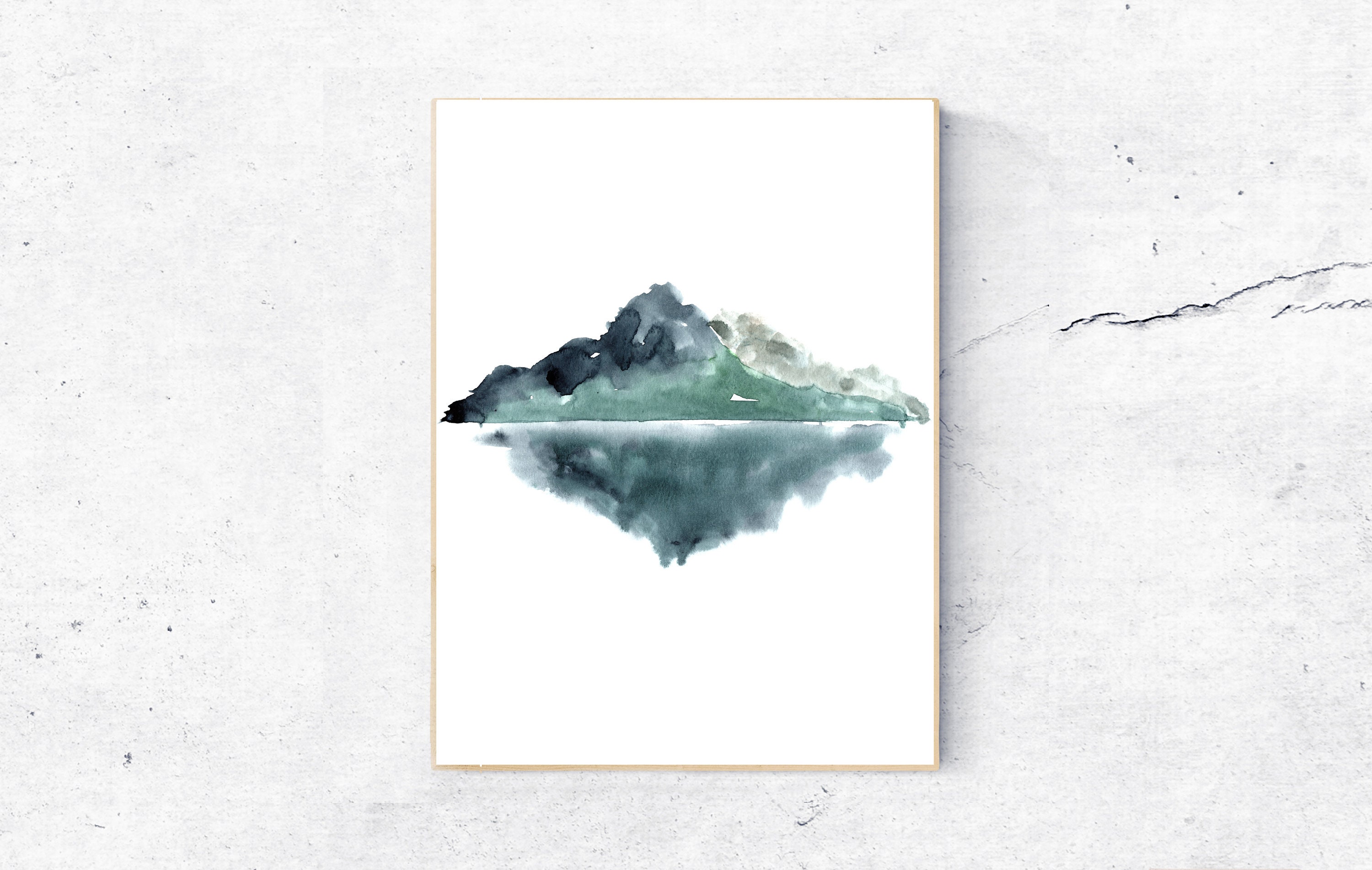 Abstract Large Watercolor Mountains Wall Art Abstract | Etsy
