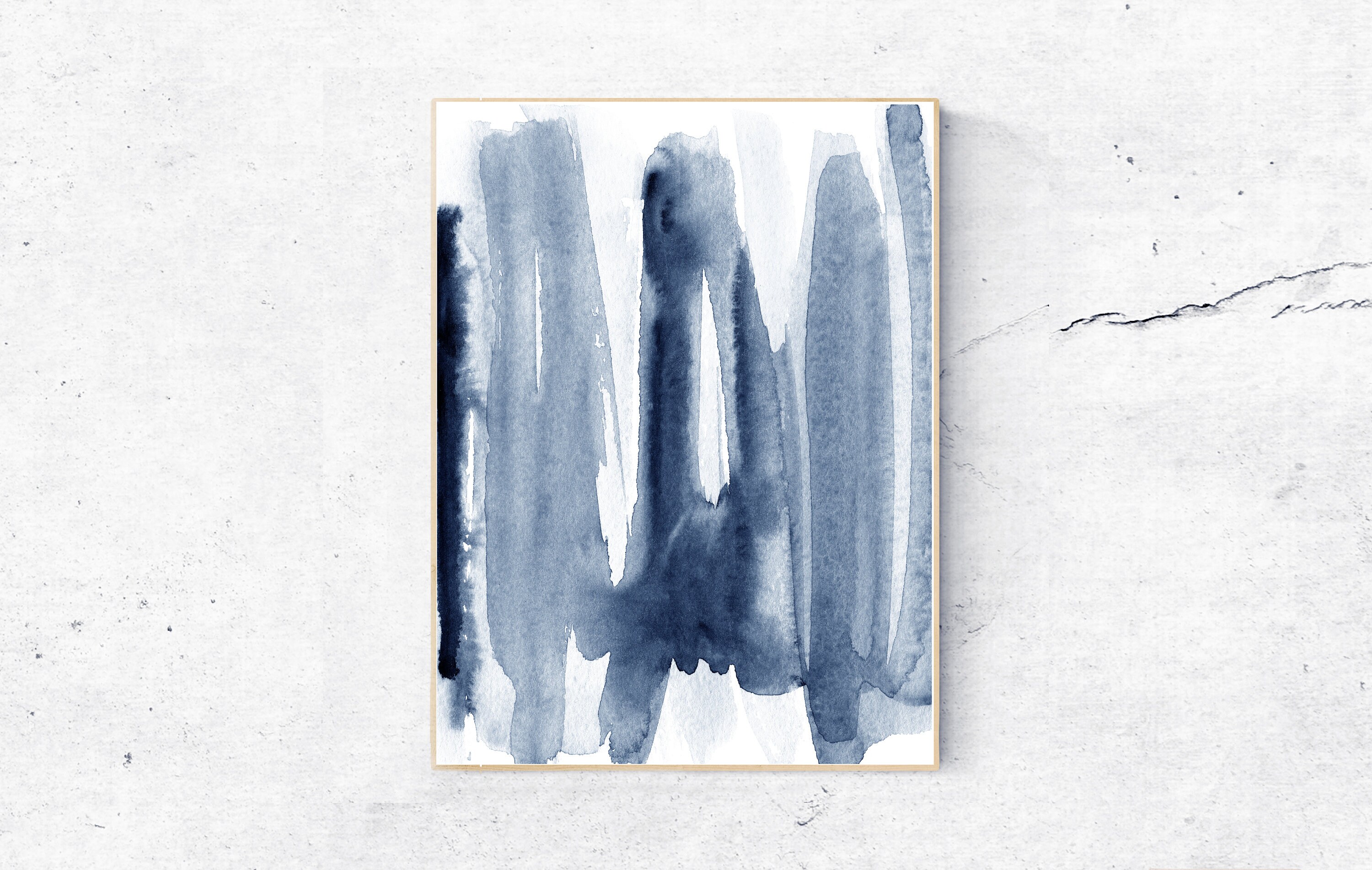 Set of 2 Navy Blue Abstract Prints Scandinavian Navy Blue | Etsy