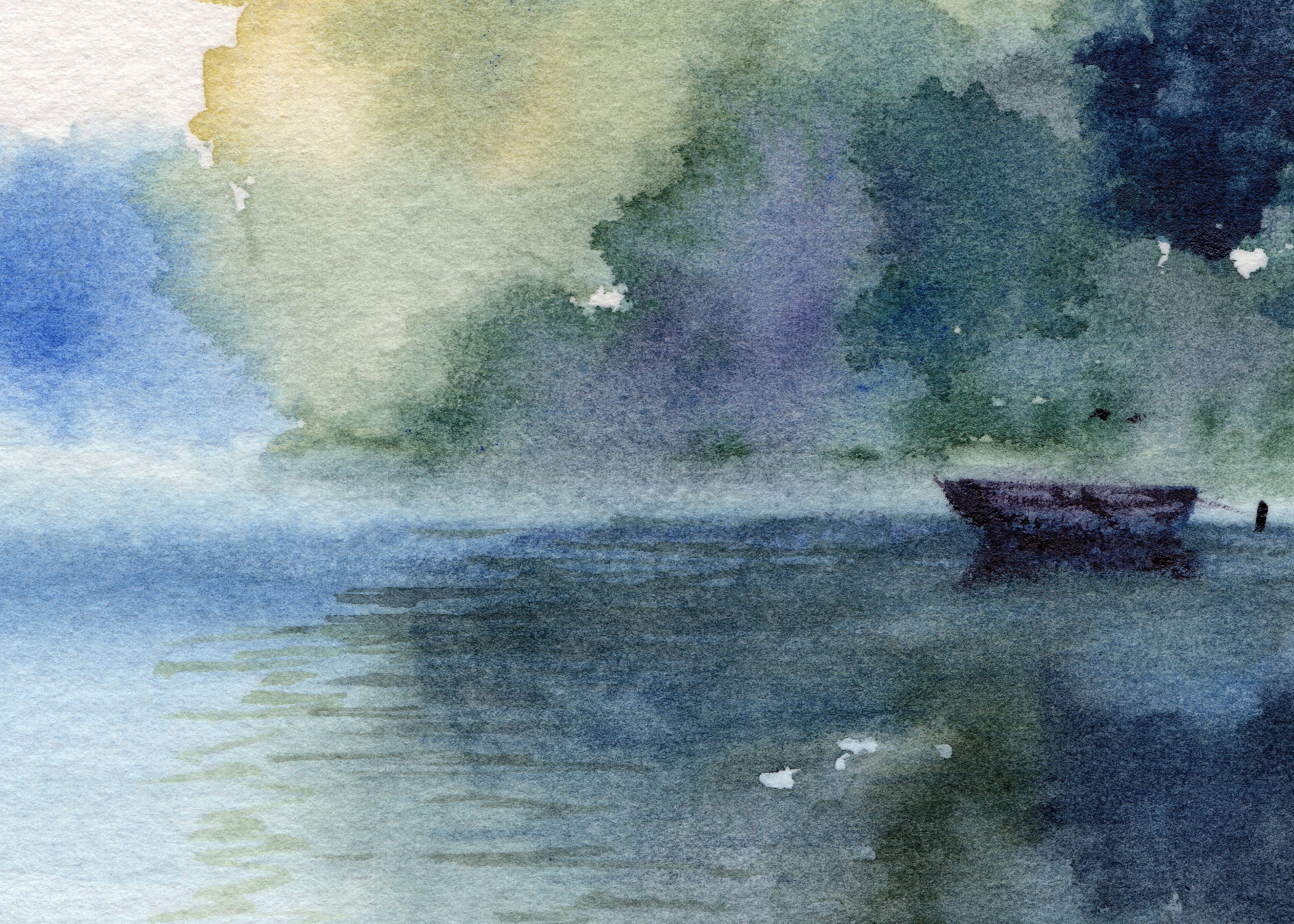 Abstract watercolor river printable landscape Landscape | Etsy