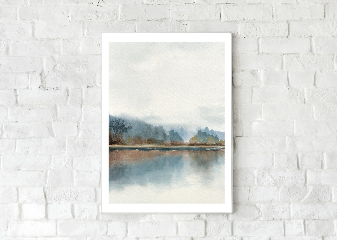 Large Abstract Watercolor Landscape Printable Art, Watercolor Tree ...