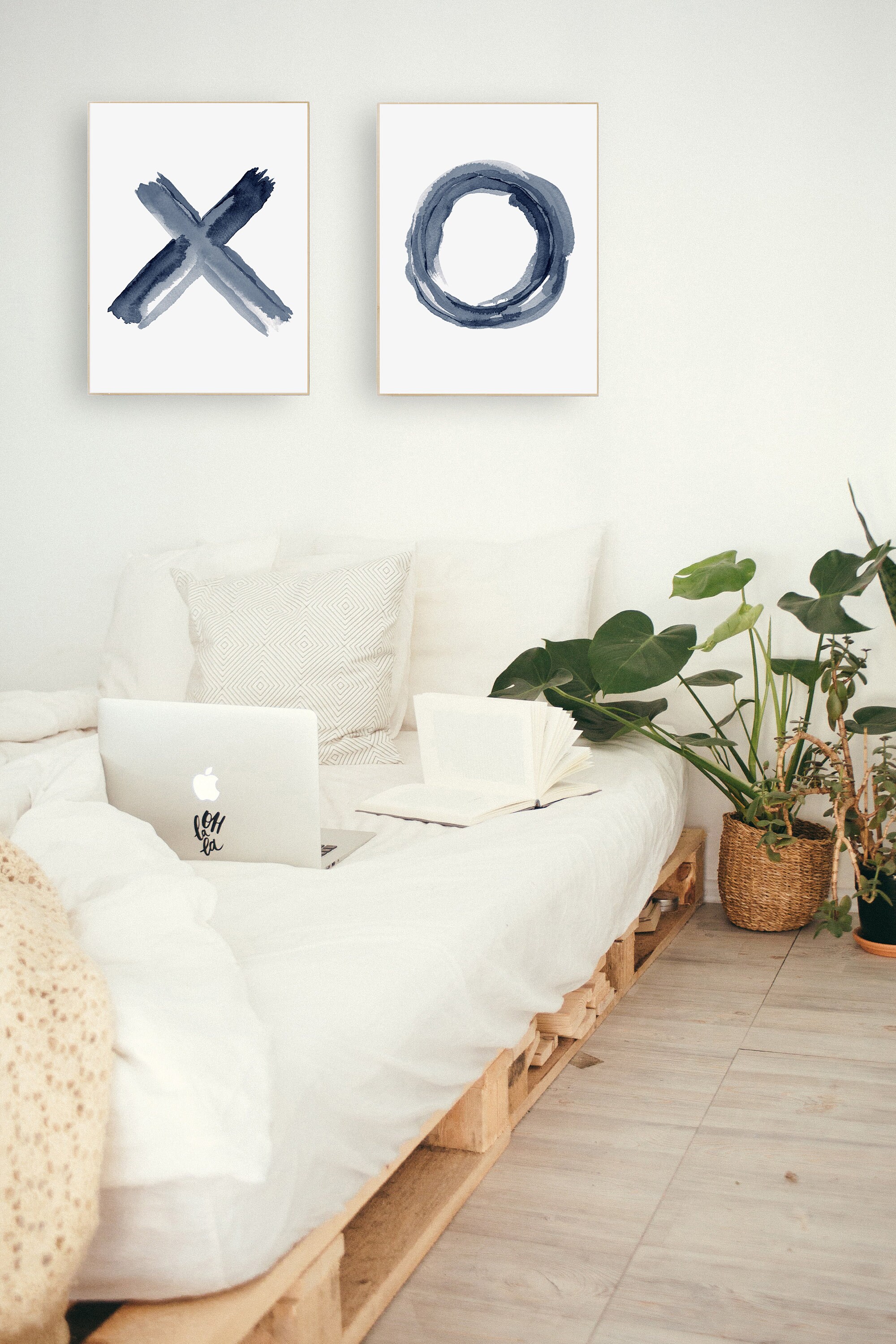 Set of 2 Navy Blue Xo Printable Wall Art Scandinavian Navy - Etsy