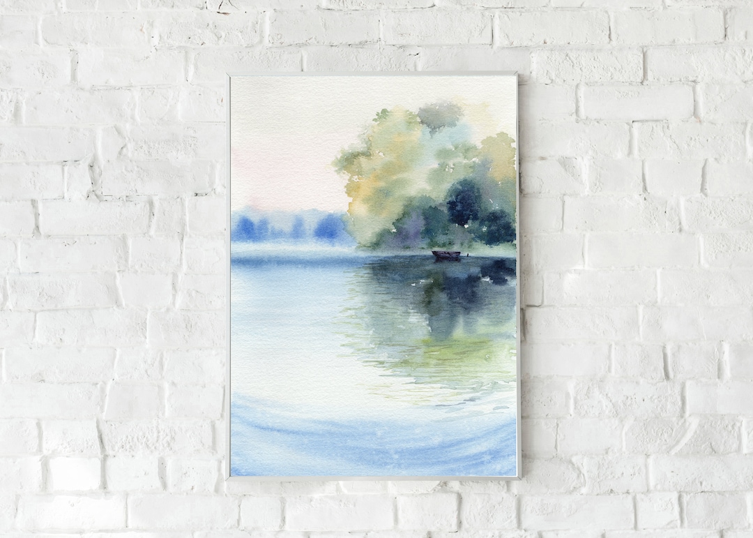 Abstract Watercolor River Printable Landscape, Landscape Print, River ...