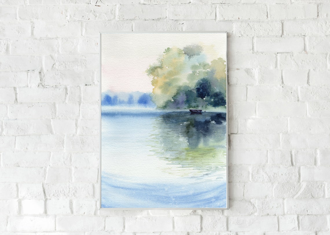 Abstract Watercolor River Printable Landscape Landscape - Etsy