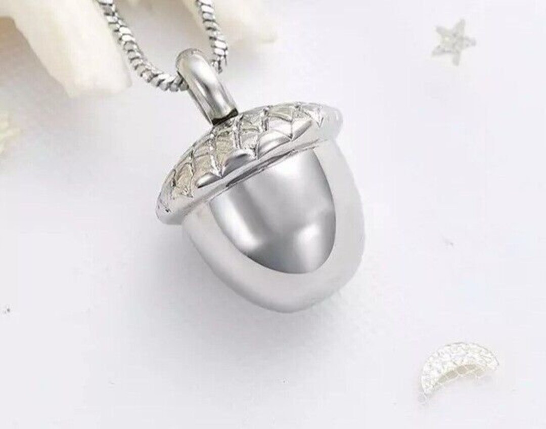 Acorn Cremation Locket Urn Pendant Ashes Silver Necklace Funeral ...