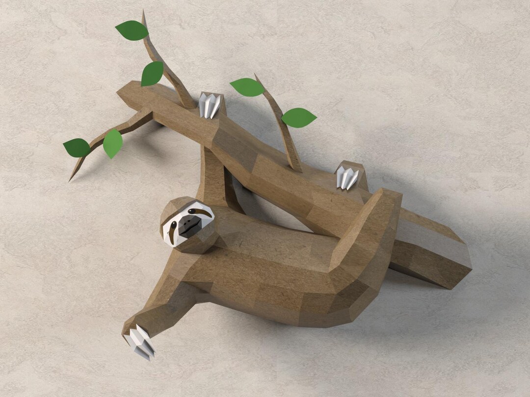Sloth Papercraft PDF DIY Template Dxf Cameo - Etsy