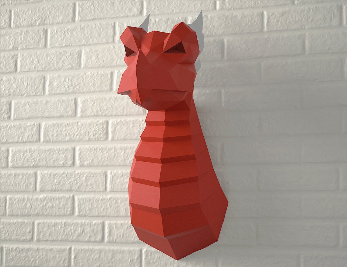 Dragon head DIY papercrat PDF template 3d | Etsy