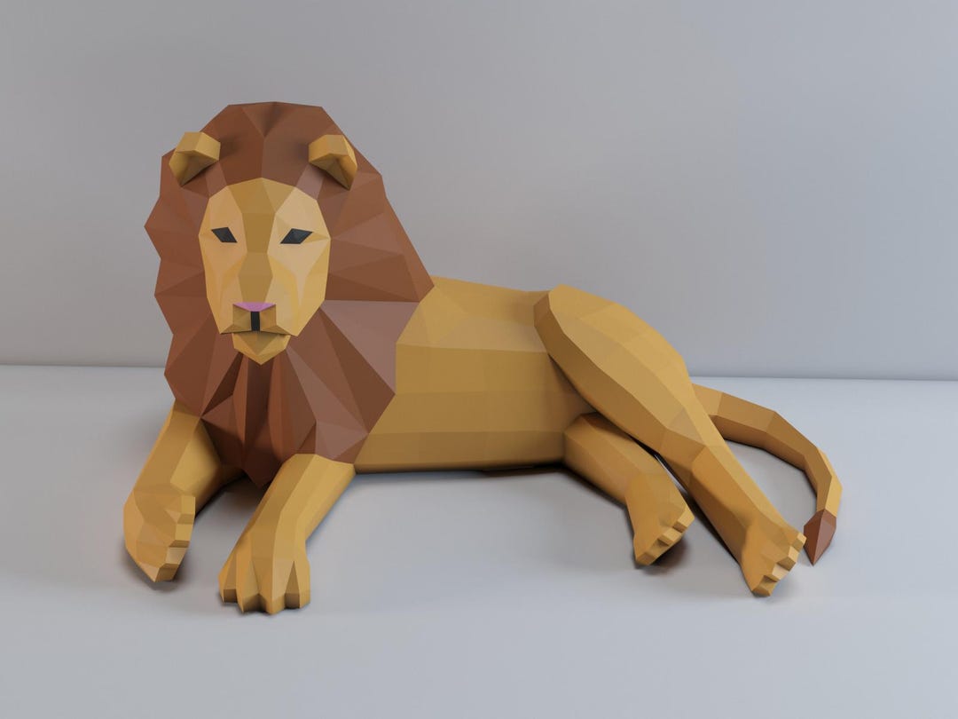 Lion Papercraft PDF Template - Etsy